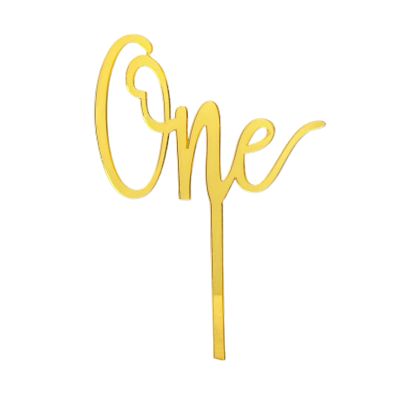 One Cake Topper Guld - 1st – Cocodrip - Tårta & Baktillbehör